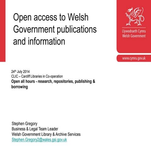 Open Access to Welsh Gov publications | PPT