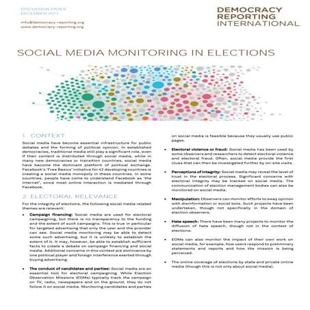 SOCIAL MEDIA MONITORING IN ELECTIONS | PDF