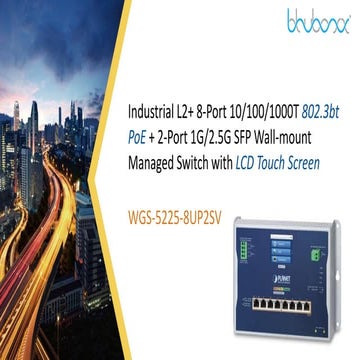 WGS-5225-8UP2SV Industrial PoE Wall-mount Managed Switch with LCD Touch ...
