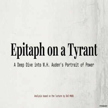 Epitaph on a Tyrant by W.H. Auden – Deep Dive Analysis of Power ...