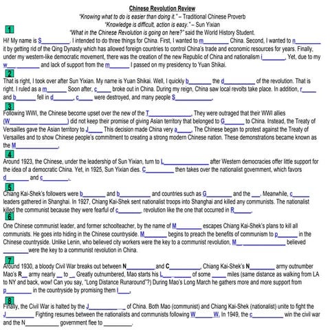 Chinese Revolution Review | PPT | War and Conflicts