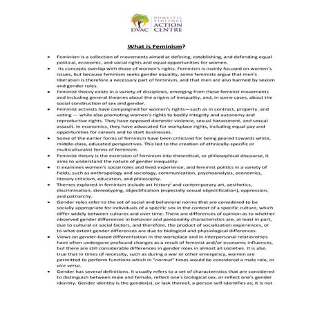 Feminism and gender equality | PPTX