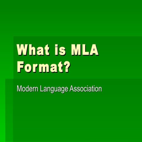 What is MLA Format for the Humanities? | PPT