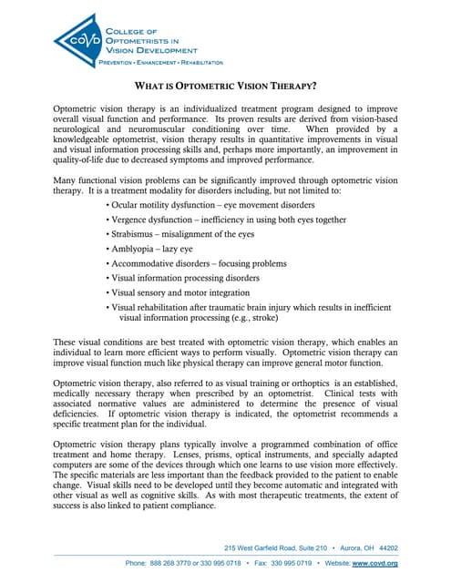Definition optometricvisiontherapy | PDF