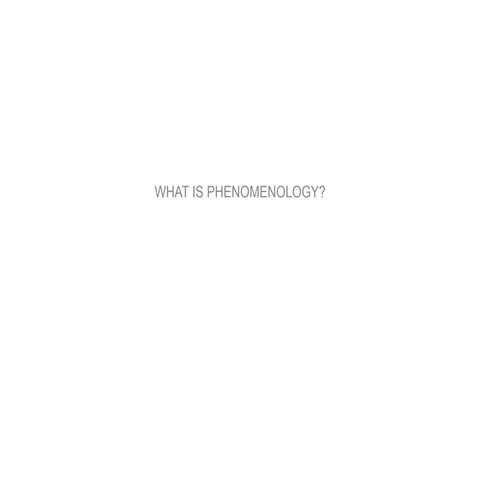 Phenomenology: concept, types, characteristics, purpose | PPTX