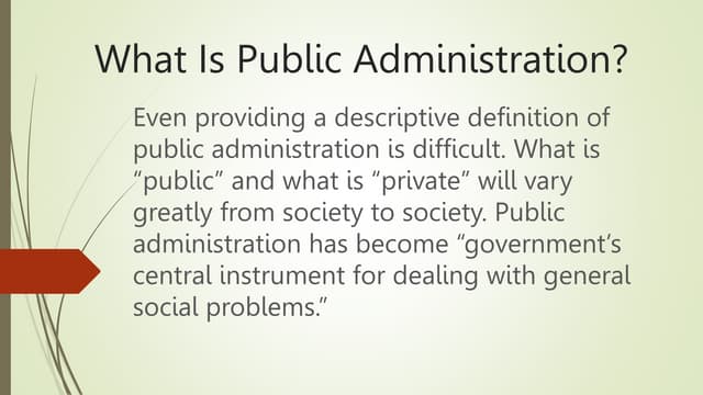 Definition & Concepts of Public Administration | PPT