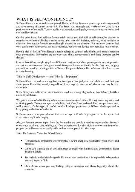 Building Self-esteem and Confidence | PPT