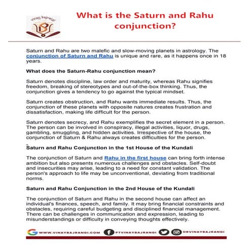 What is the Saturn and Rahu conjunction? | PDF