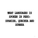 WHAT LANGUAGES IS SPOKEN IN PERU : SPANISH, QUECHUA AND AYMARA