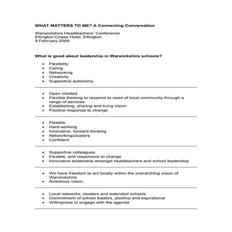 What Matters To Me | DOC | Professional School | Postgraduate Education