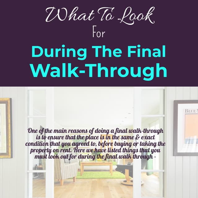 What To Look For During The Final Walk-Through | PDF