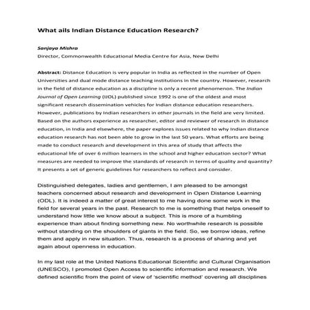 What ails indian distance education research | PDF