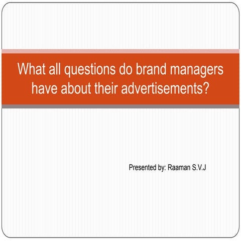 What all questions do brand managers have about their advertisements | PPT