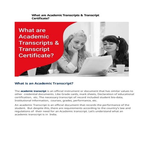 Academic Transcripts and Transcript Certificates: What Are They? | PDF