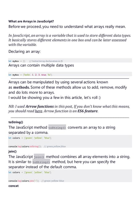 What are arrays in java script | PDF What are arrays in java script | PDF
