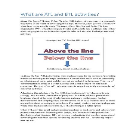 What are ATL and BTL activities? | PDF | Advertising Industry | Industries
