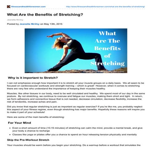 What are benefits of stretching (1) | PDF | Physical Therapy | Wellness