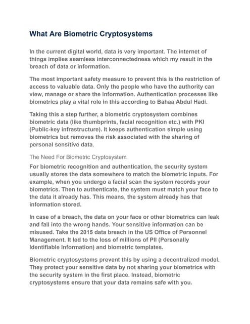 Biometric Analytics & Internet of Things | PDF