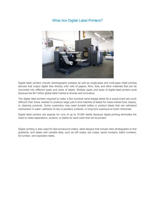 What Are Digital Label Printers | Pdf
