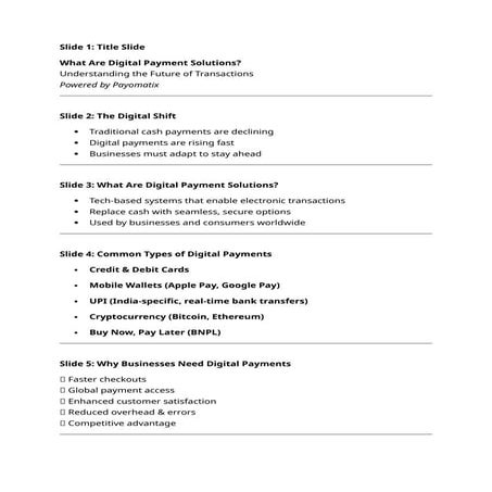 Transforming Transactions: The Power of Digital Payment Solutions | DOCX