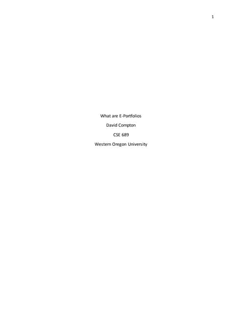 Electronic Portfolio Rough Draft | PDF