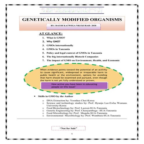 What are GMOs.pdf.By Daudi Katwiga Nkukurah | PDF
