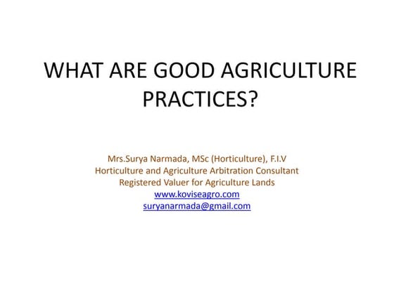 Good Agriculture Practices | PPT
