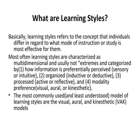 What are learning styles | PPT