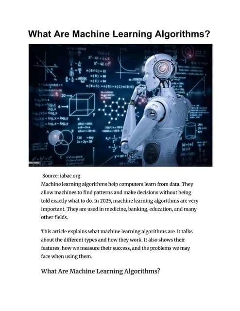 Machine Learning Algorithms Pptx Artificial Intelligence Technology And Computing