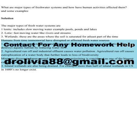 What are major types of freshwater systems and how have human activi.pdf