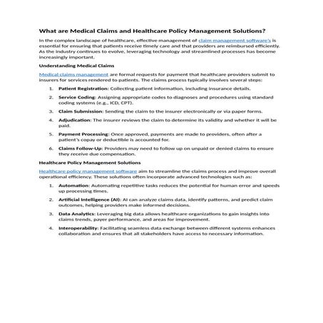 What are Medical Claims and Healthcare Policy Management Solutions.docx