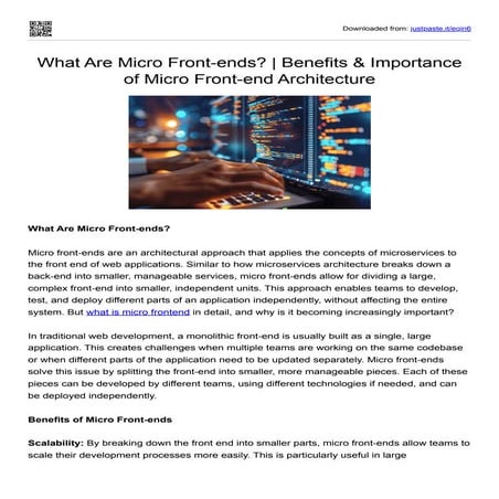 What Are Micro Front Ends Benefits And Importance Of Micro Front End
