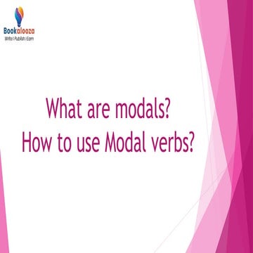 What are modals How to use Modal verbs By Bookalooza | PPT