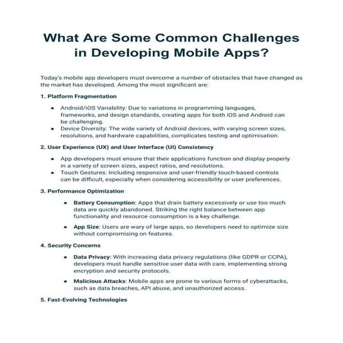 What Are Some Common Challenges in Developing Mobile Apps? | PDF