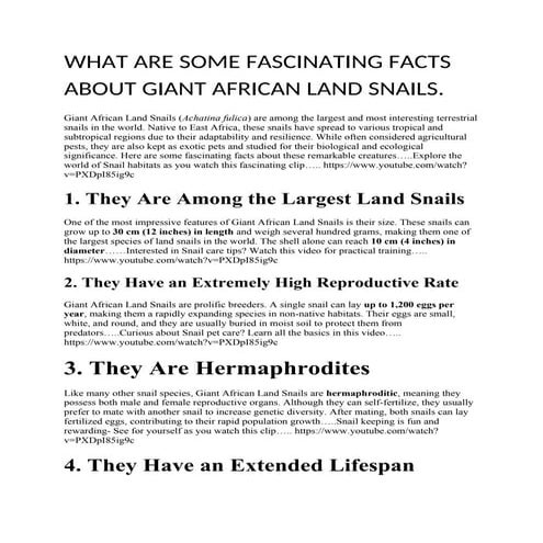 WHAT ARE SOME FASCINATING FACTS ABOUT GIANT AFRICAN LAND SNAILS..docx