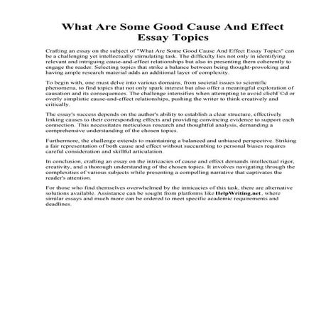 What Are Some Good Cause And Effect Essay Topics.pdf