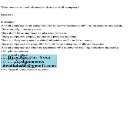 What are some methods used to detect a shell companySolutionD.pdf