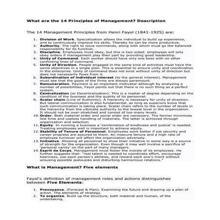 What are the 14 principles of management | PDF