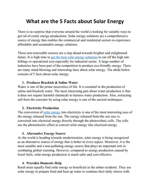 The Positive Impact of Solar Energy on People and Countries | PDF