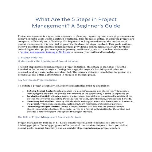 What Are The 5 Steps In Project Management? A Beginner's Guide | Pdf