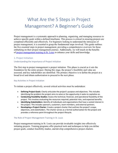 What Are The 5 Steps In Project Management? A Beginner's Guide | Pdf