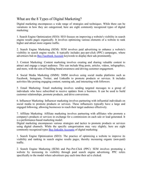 What are the Types of Digital Marketing. | PDF