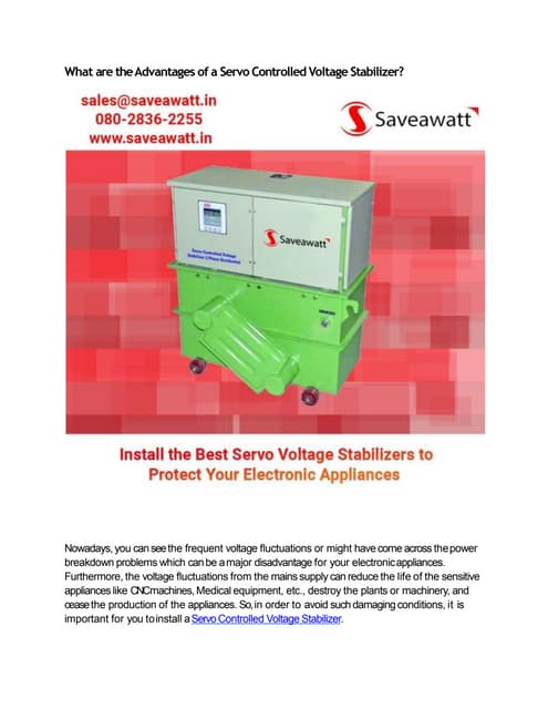 Servo Voltage Stabilizer - Many Industrial Applications | PPT