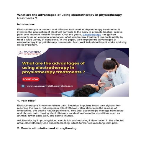 What are the advantages of using electrotherapy in physiotherapy ...