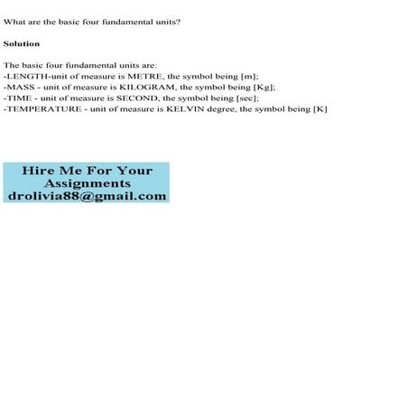 What are the basic four fundamental unitsSolutionThe basic fo.pdf