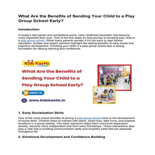 What Are the Benefits of Sending Your Child to a Play Group School ...