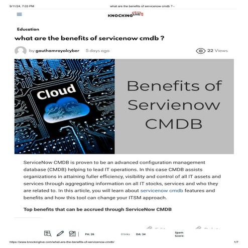 what are the benefits of servicenow cmdb.pdf | Databases | Computer ...