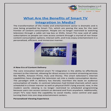 What Are the Benefits of Smart TV Integration in Media | PDF