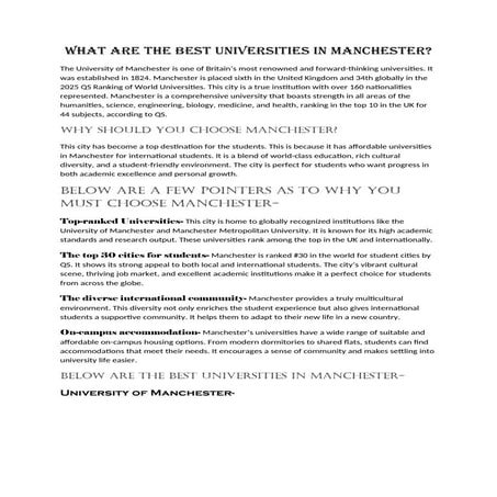 What are the best Universities in Manchester | PDF