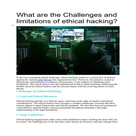 What are the Challenges and limitations of ethical hacking? | PDF